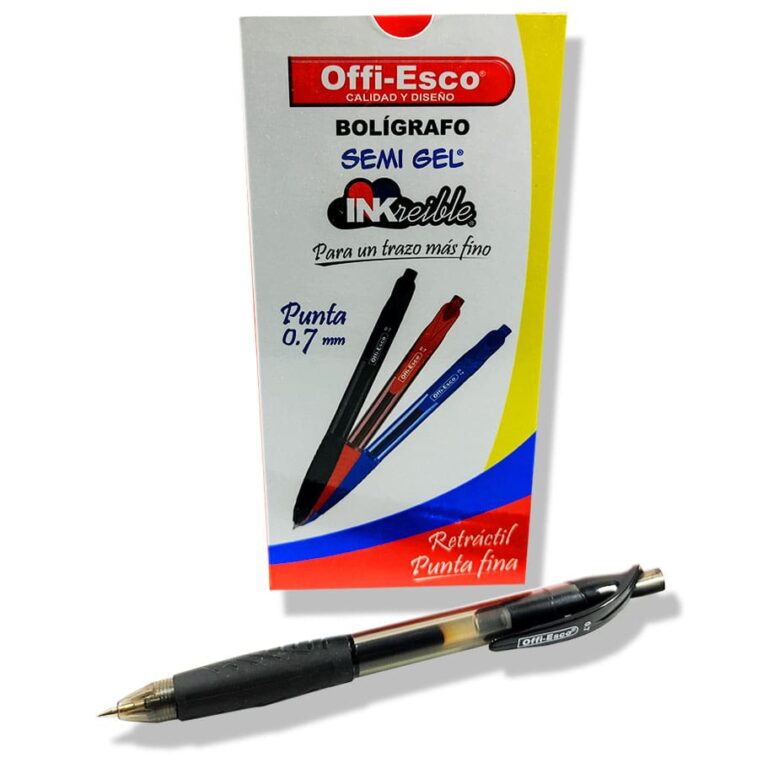 Bolígrafo Retráctil Semi Gel Offi-Esco x Unidad Negro - elchiquitindelospreciosbajos.com