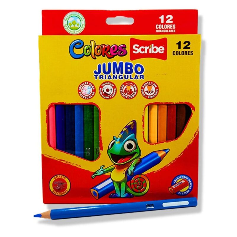 Colores Scribe Jumbo Triangular x12 - elchiquitindelospreciosbajos.com