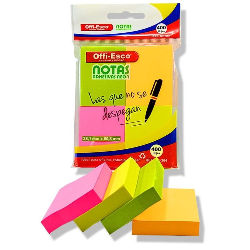 Notas Adhesivas Neón Offi-Esco OE-364 - elchiquitindelospreciosbajos.com