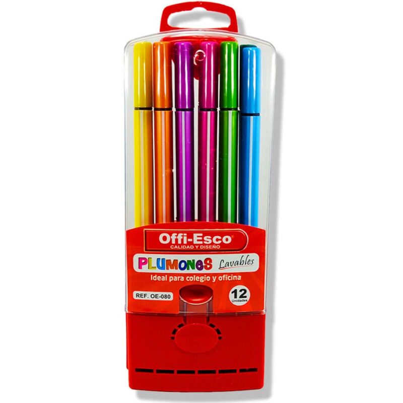 Plumones Offi-Esco Lavable x12 - elchiquitindelospreciosbajos.com