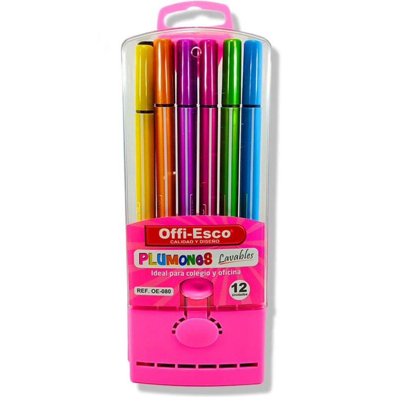 Plumones Offi-Esco Lavable x12 - elchiquitindelospreciosbajos.com