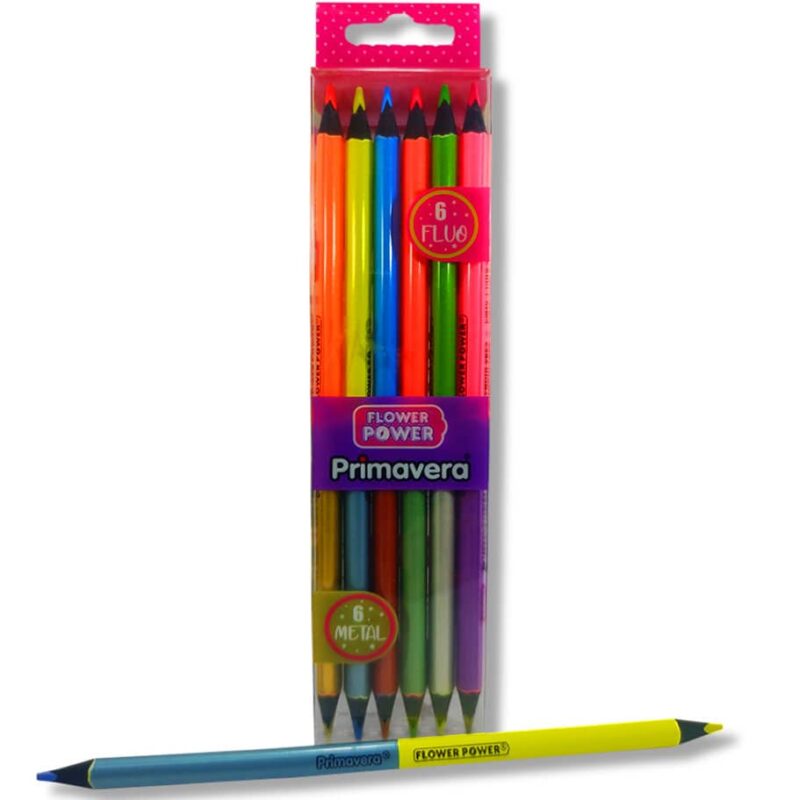 Colores Primavera Flower Power x6 Doble Punta 6 Fluo + 6 Metal ...