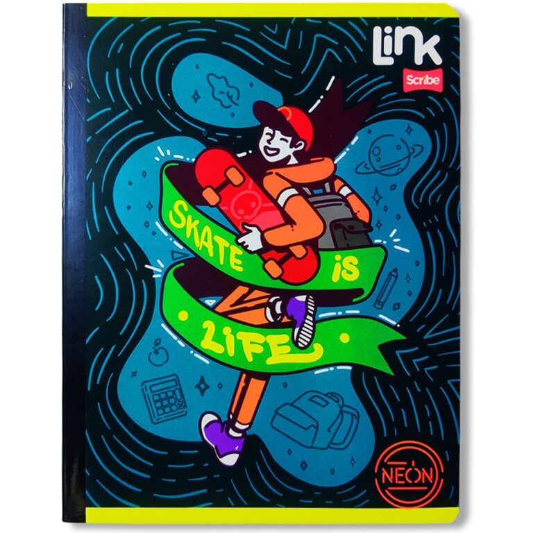 Cuaderno Cosido Con Sticker Link Scribe Neón 100 Hojas Cuadriculado Hombres ...